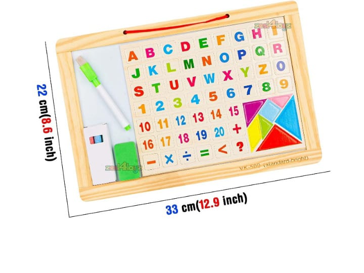 Wooden Magnetic Slate With Alphabets and Tangram - Brain Box Games